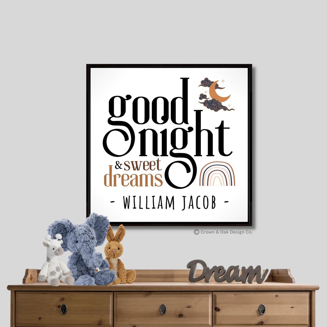 Good Night Sign for Nursery Personalized Goodnight Sweet Dreams Wall ...
