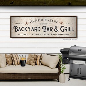 Backyard Bar and Grill Sign for Patio Bar Sign for Back Deck Patio Bar ...