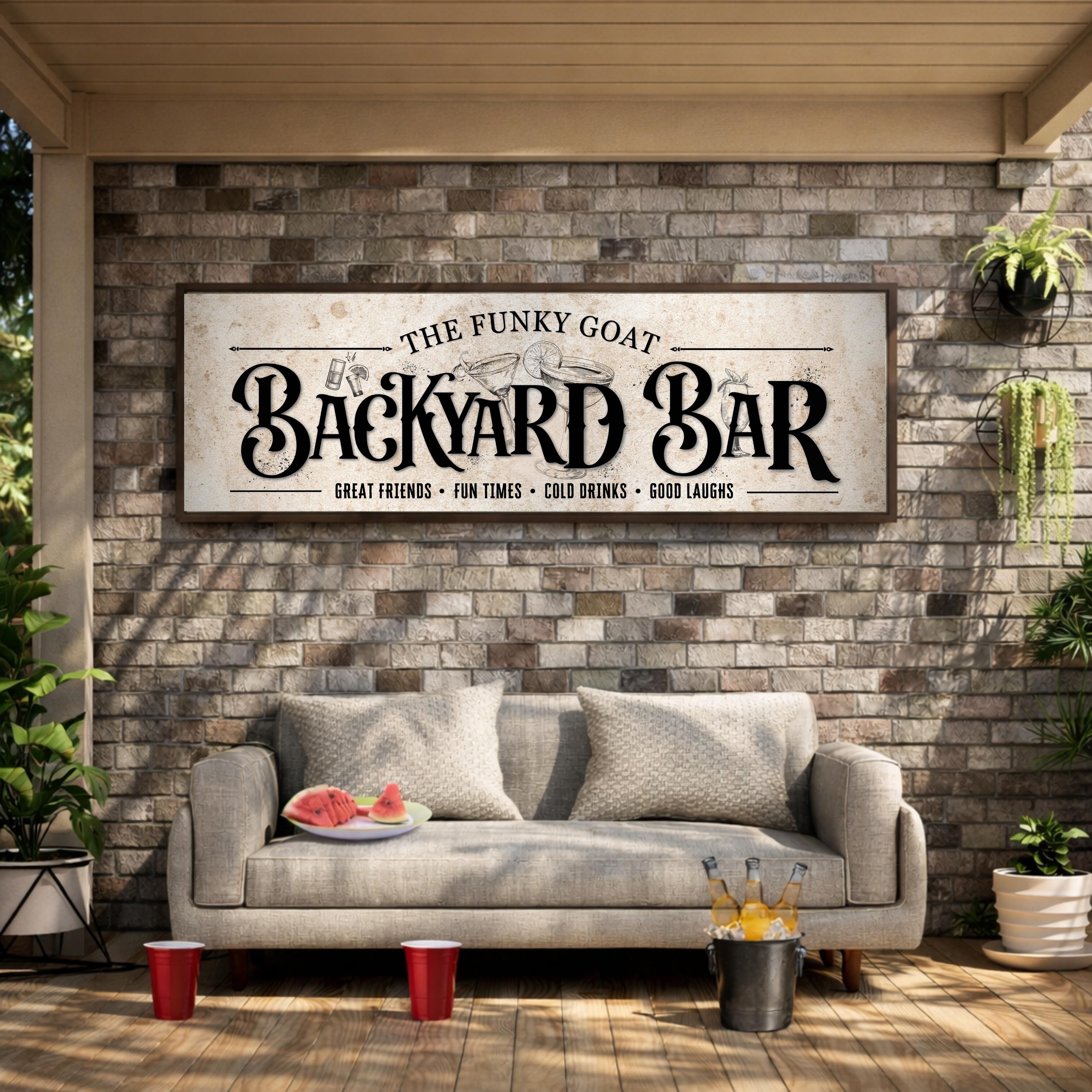 Backyard Bar Sign, Back Patio Wall Decor, Personalized Rustic Bar ...