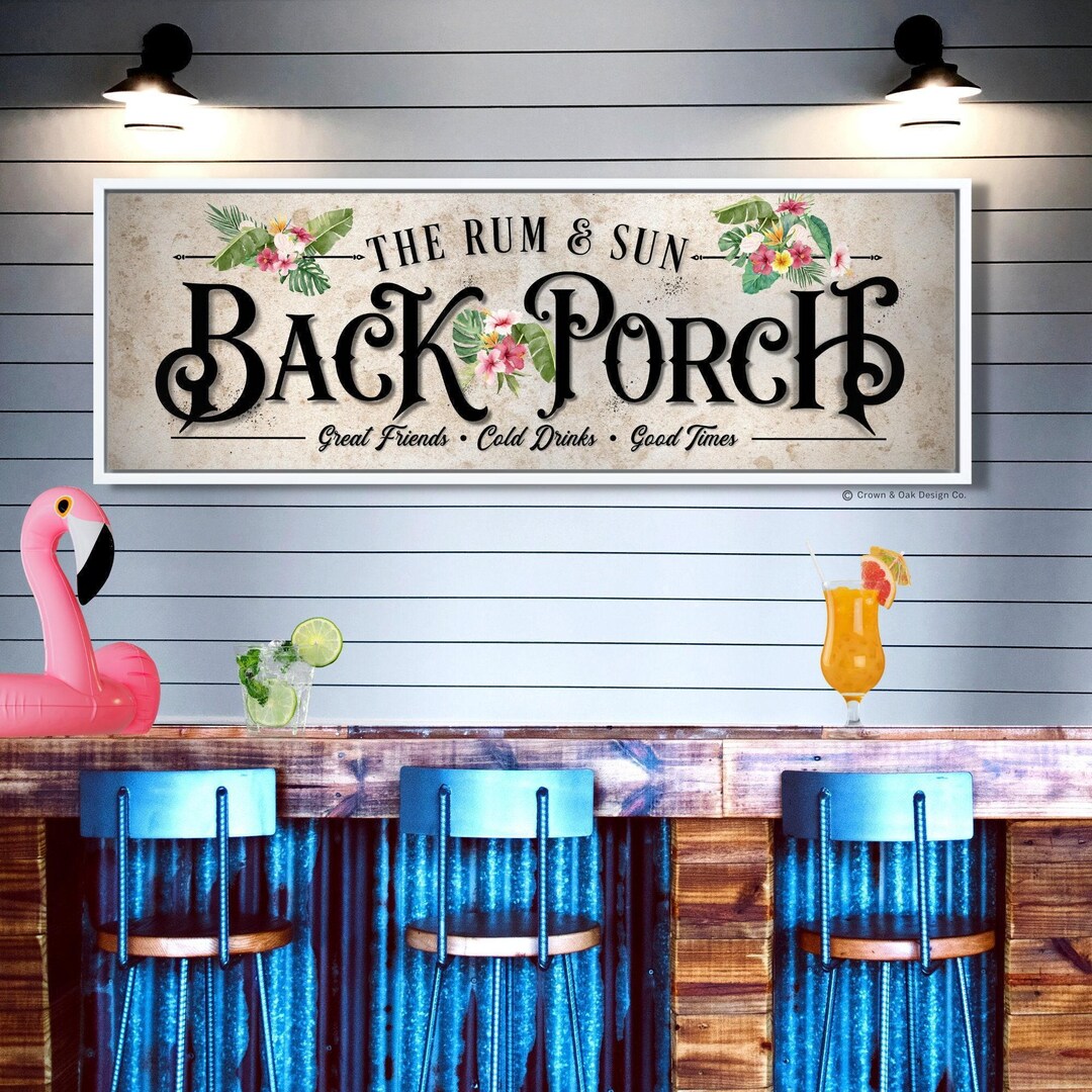 Back Porch Sign, Personalized Family Patio Wall Decor, Floral Lanai ...