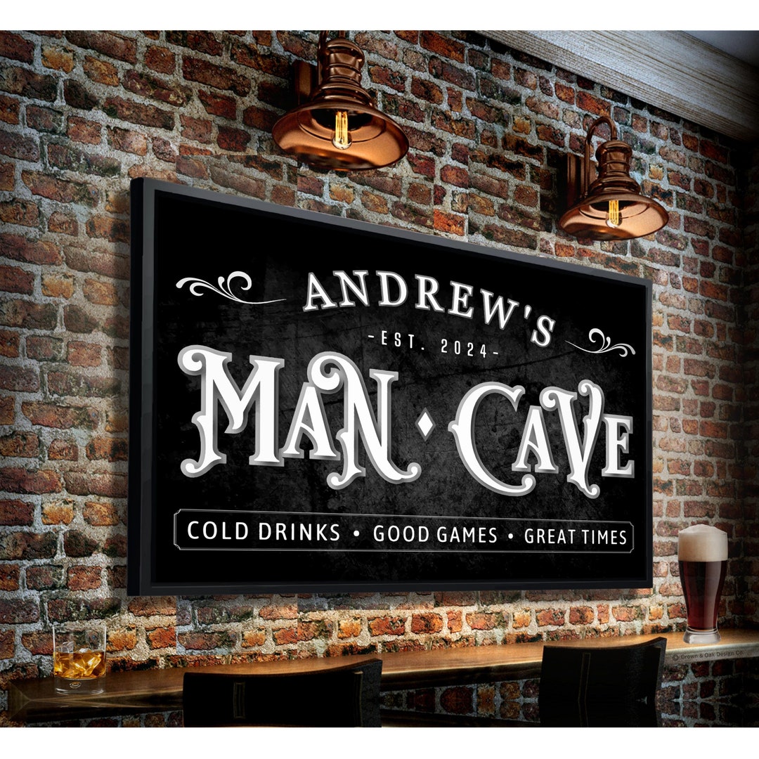 Rustic Man Cave Sign Sports Room Decor Mancave Wall Decor Personalized ...
