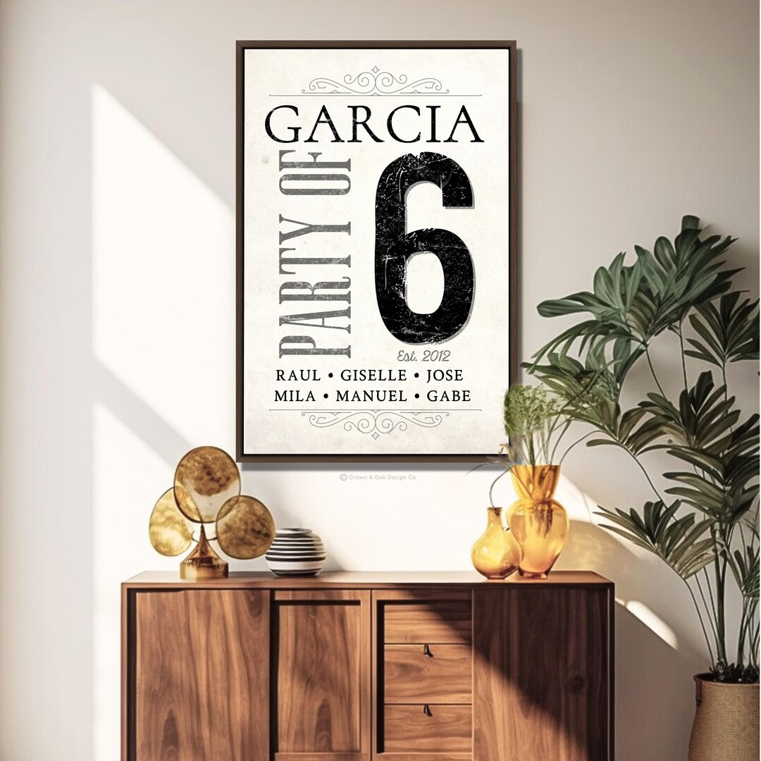 Party of Sign Family Last Name Established Sign Modern Farmhouse Wall ...