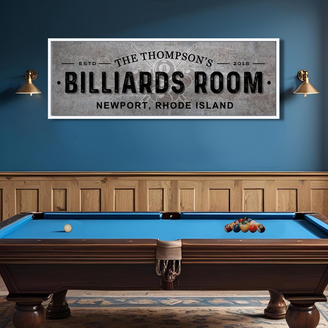Billiards Room Sign, Personalized Pool Table Hall Wall Decor, Man Cave ...