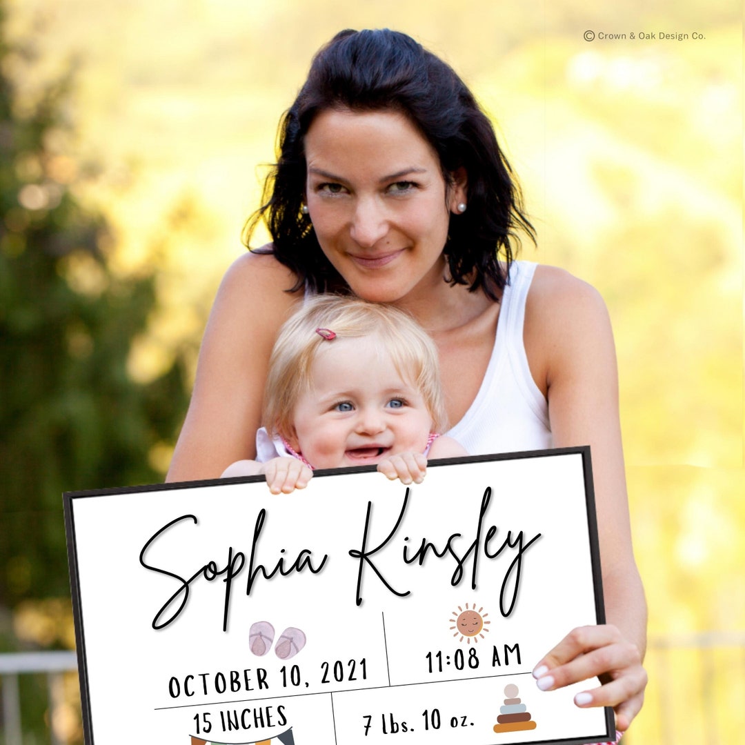 Baby Birth Stats Sign for Nursery Baby Welcome Home Gift Newborn ...