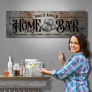 Rustic Bar Sign for Home Bar Decor Basement Lounge Sign Personalized ...