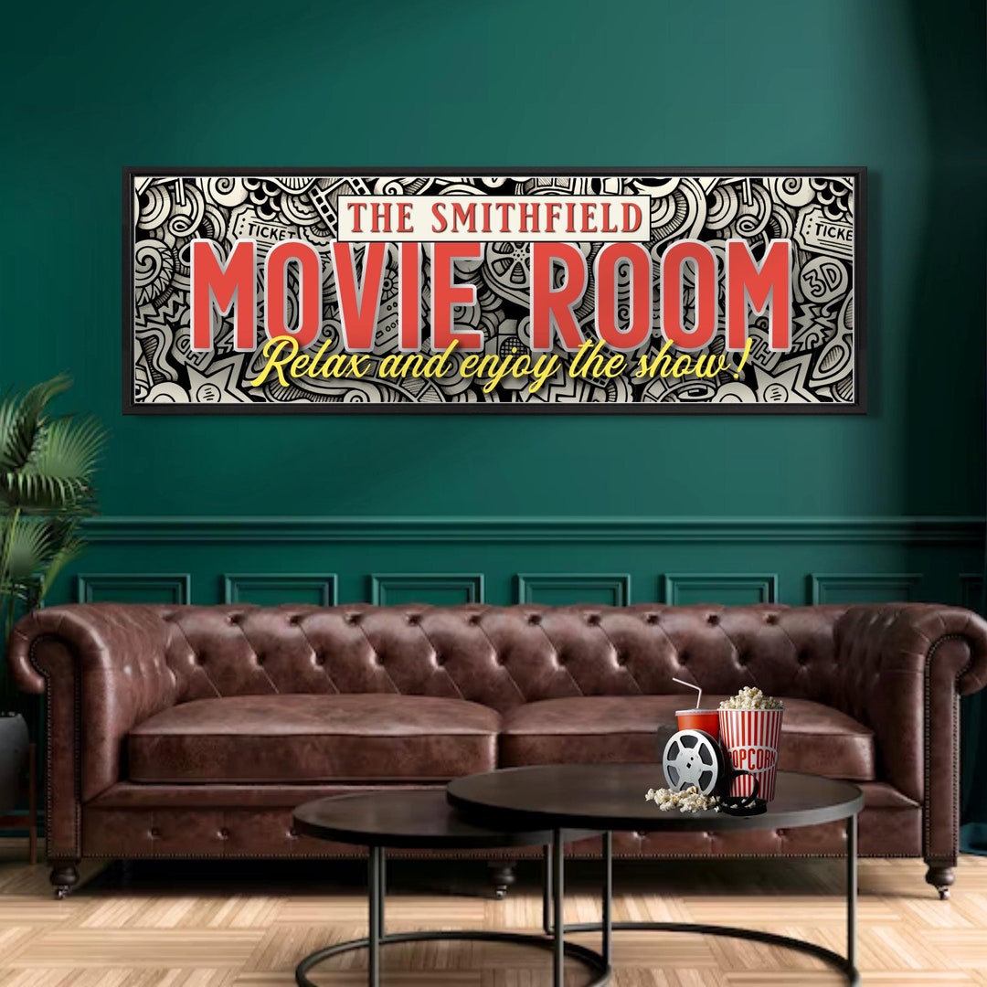 Movie Room Sign Family Cinema Room Wall Decor Personalized Theater Sign ...