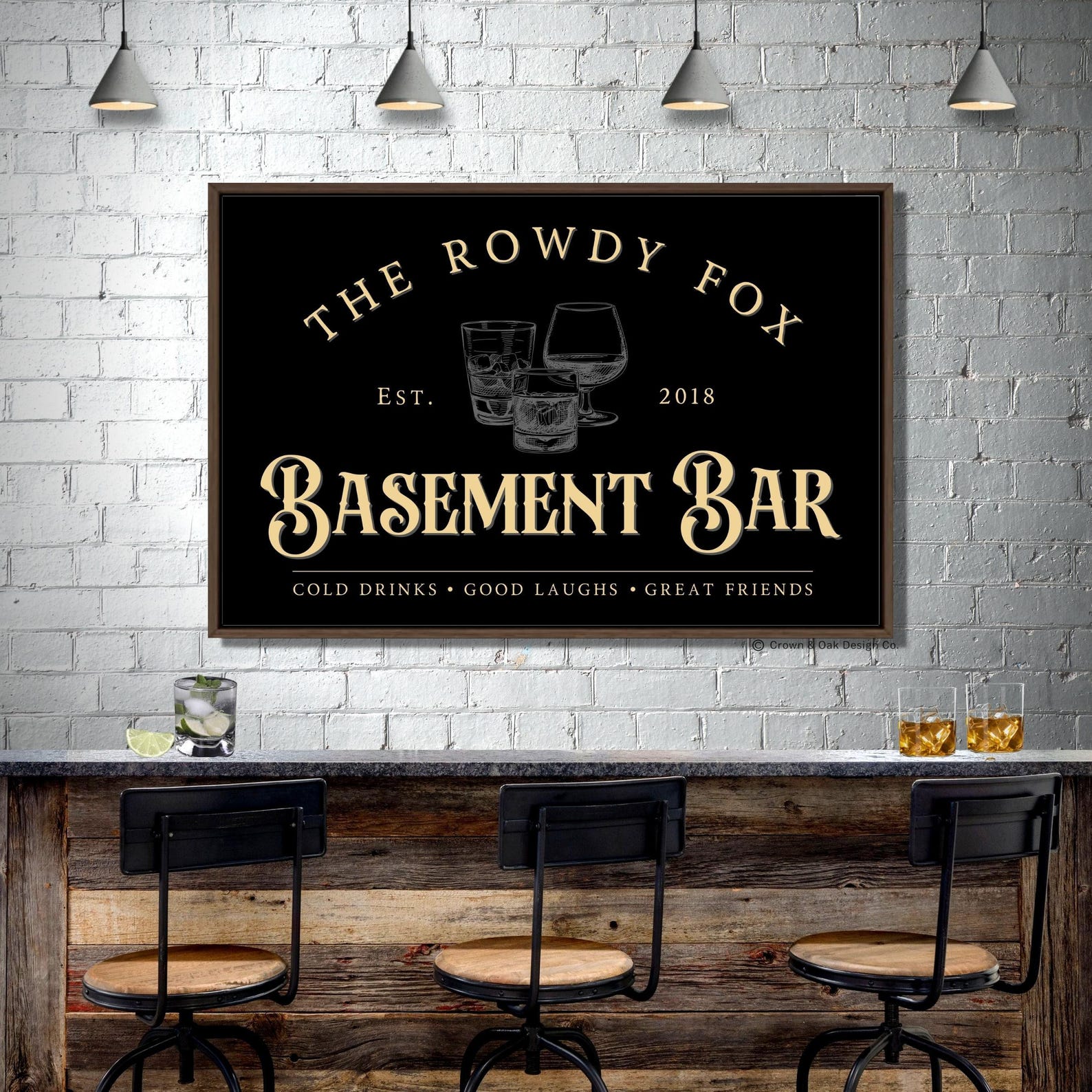 Personalized Basement Bar Sign, Rustic Home Pub Decor, Lower Level ...