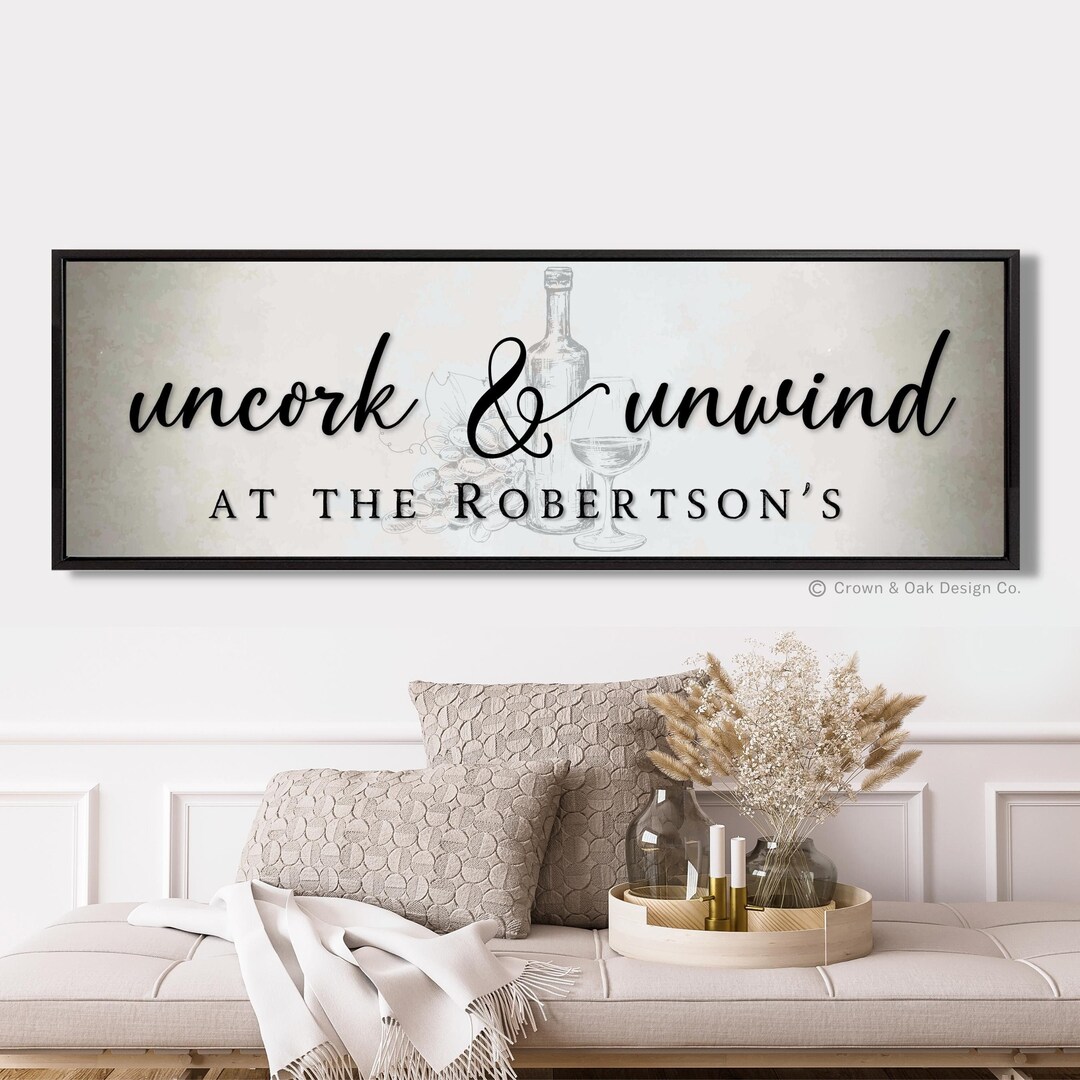 Uncork & Unwind Sign Personalized Wine Sign Rustic Wine Bar Wall Decor ...