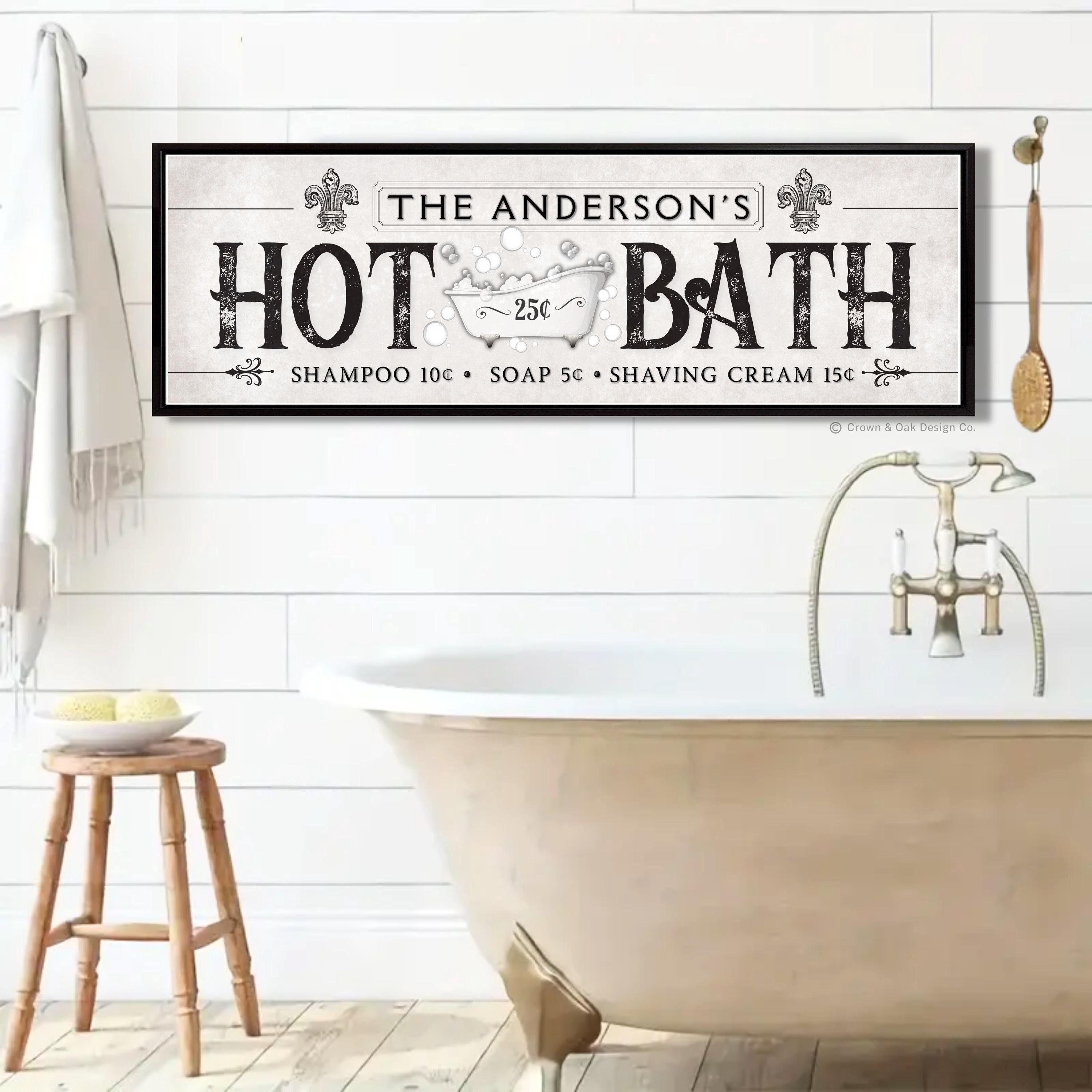 Hot Bath Sign, Rustic Bath House Signs, Vintage Style Bathroom Wall ...