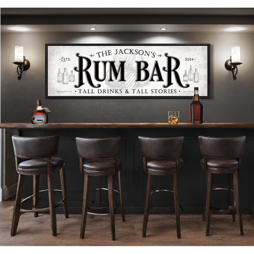 Rum Bar Sign Rustic Home Bar Signs Personalized Pub Wall Decor Rum ...