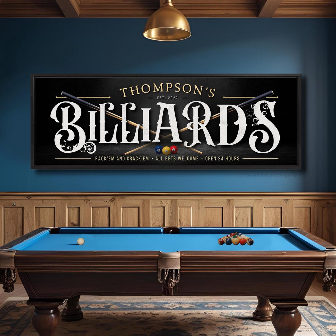 Personalized Billiards Room Sign, Billiards Name Signs, Pool Hall Decor ...