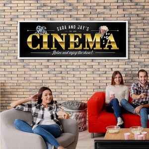 Home Cinema Sign Personalized Theater Room Sign for Family Movie Room ...