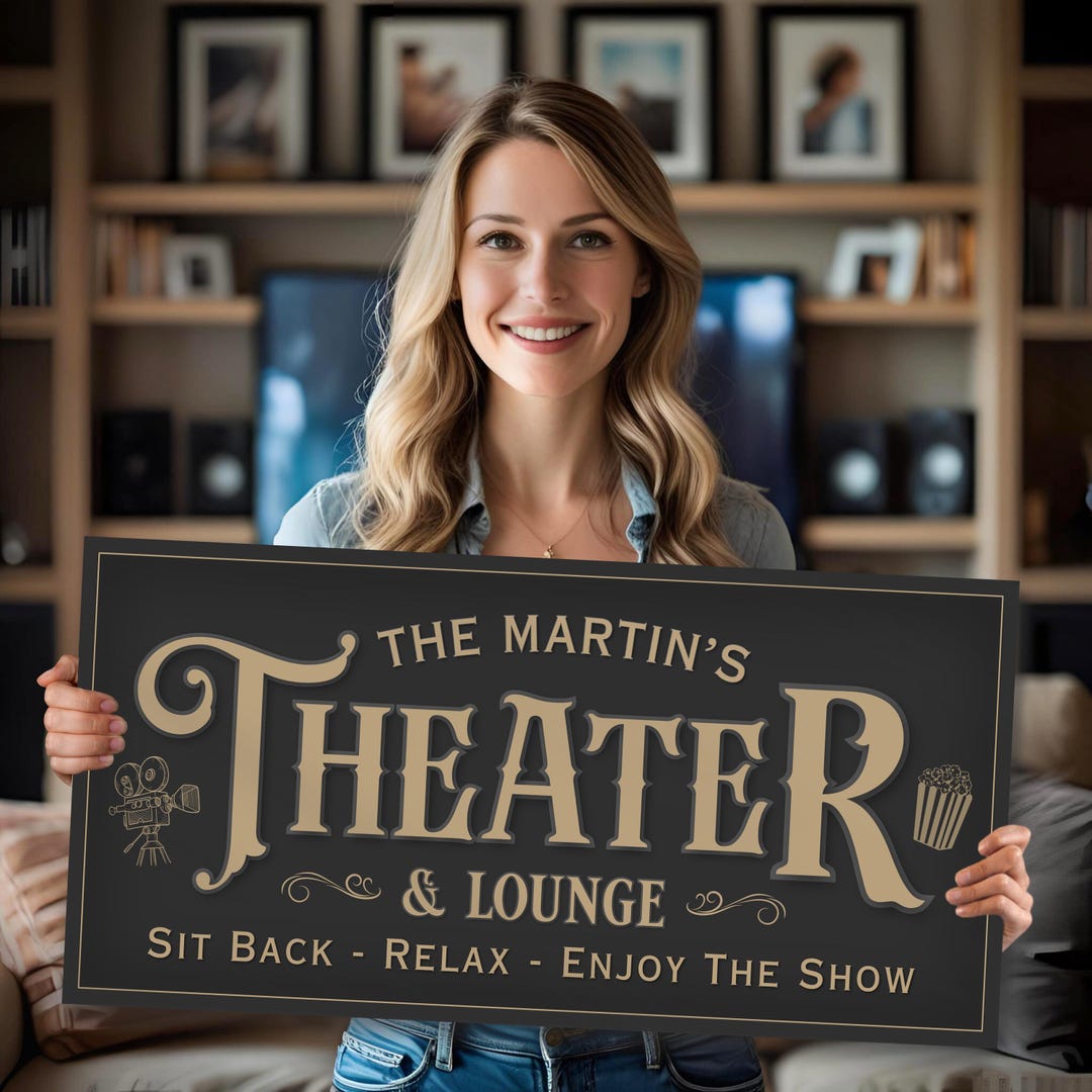 Custom Home Theater Sign, Movie Cinema Name Wall Art, Theater Room ...