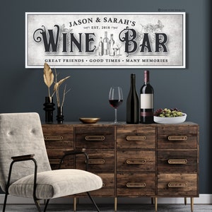 Wine Bar Sign Rustic Wine Sign for Home Bar Personalized Wine Cellar ...