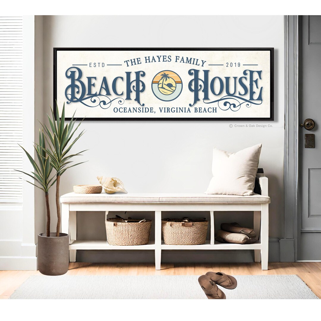 Beach House Sign Personalized Family Beach Home Sign Nautical Wall ...