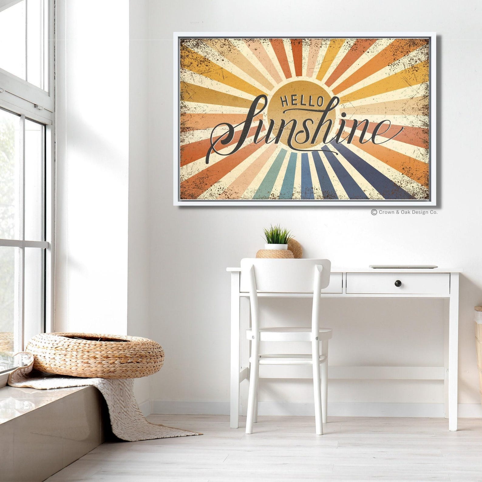 Hello Sunshine Sign, Retro Rainbow Beach House Wall Art - Etsy