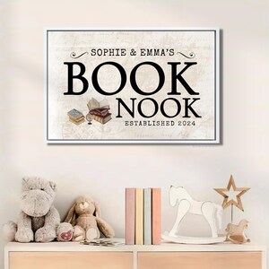 Book Nook Sign Personalized Library Sign Bookshelf Wall Decor Book ...