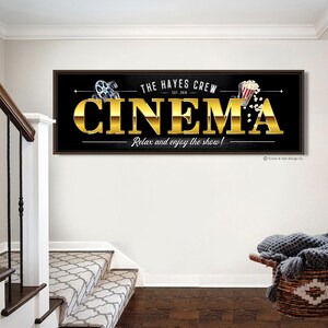 Home Cinema Sign Personalized Theater Room Sign for Family Movie Room ...
