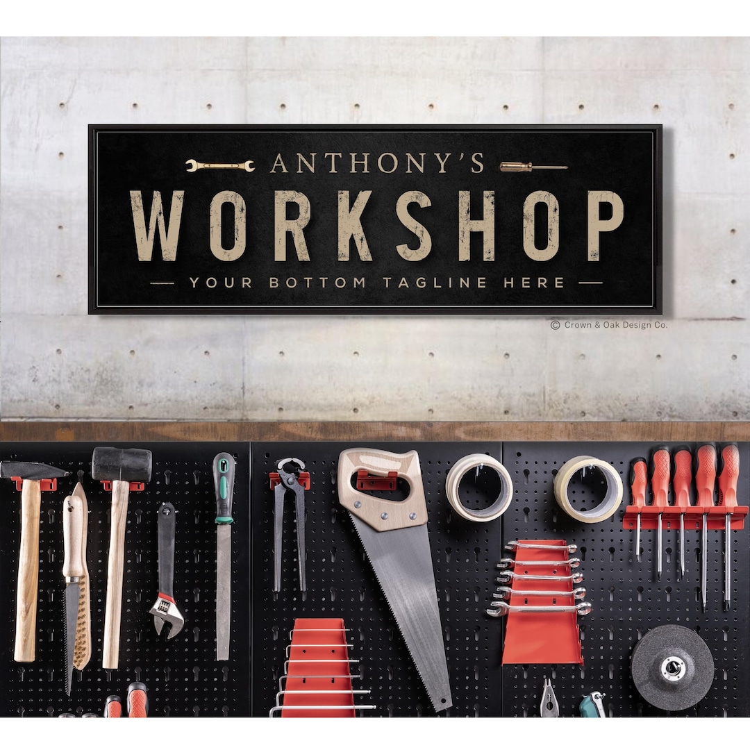 Workshop Sign Personalized Work Shop Garage Sign for Dad Man - Etsy
