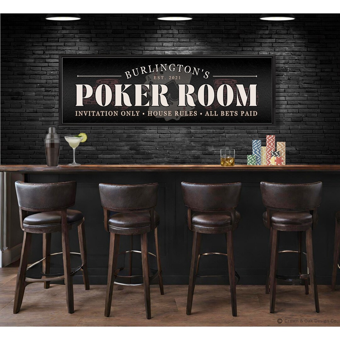 Poker Room Sign Personalized Poker Sign for Home Game Room Wall Decor ...