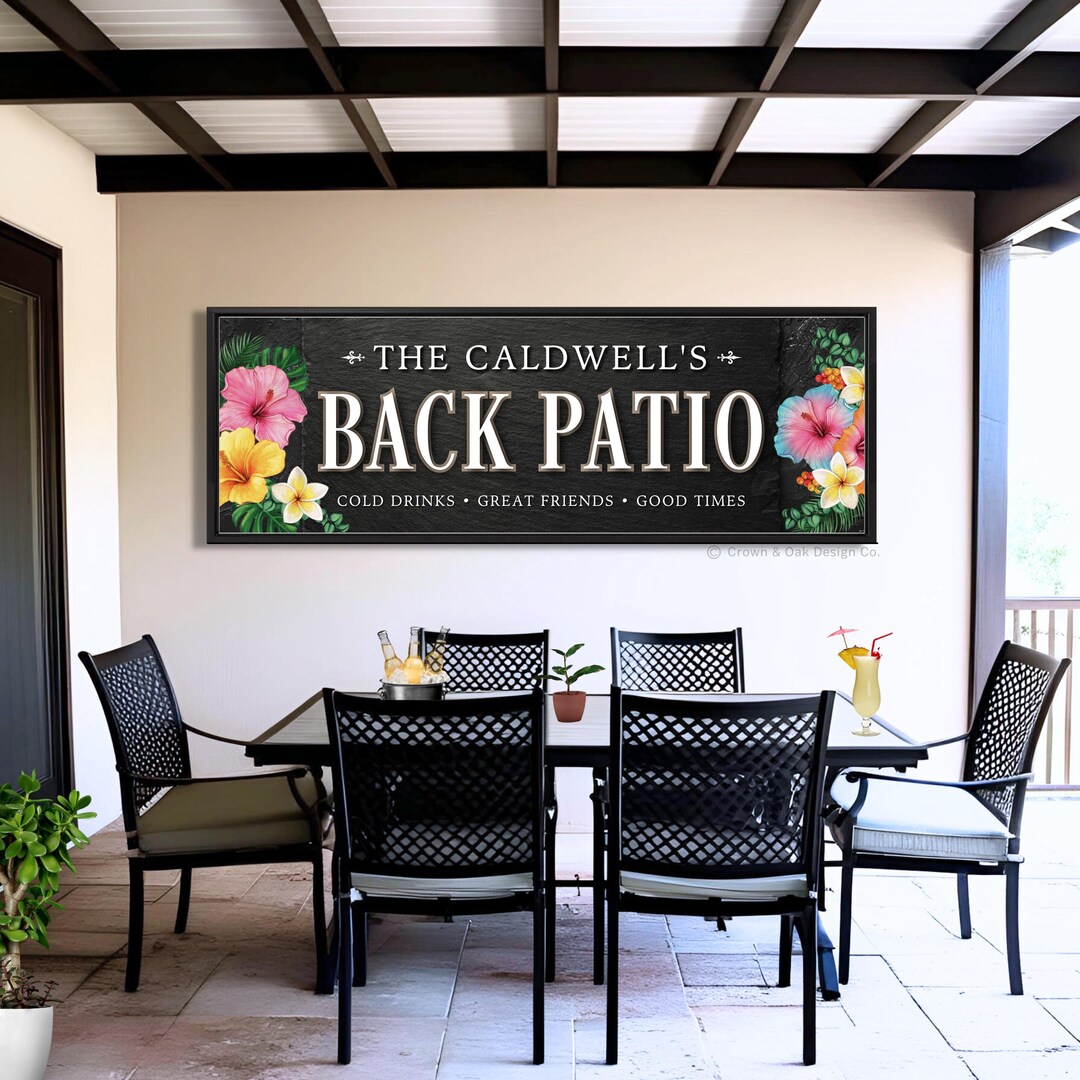 Back Patio Sign Personalized Patio Name Sign Back Deck Wall Decor ...