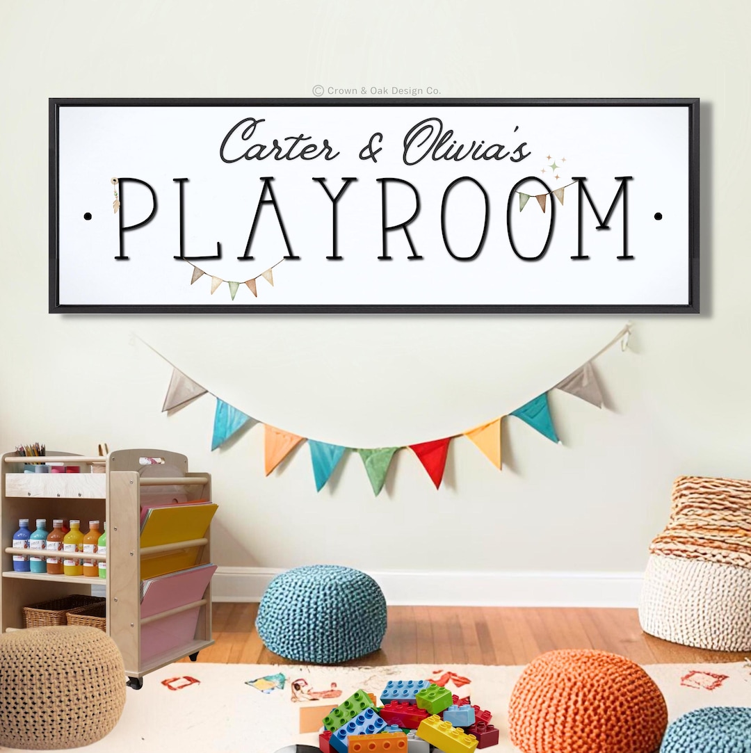 Playroom Sign With Names Personalized Play Room Wall Decor Kids Name ...