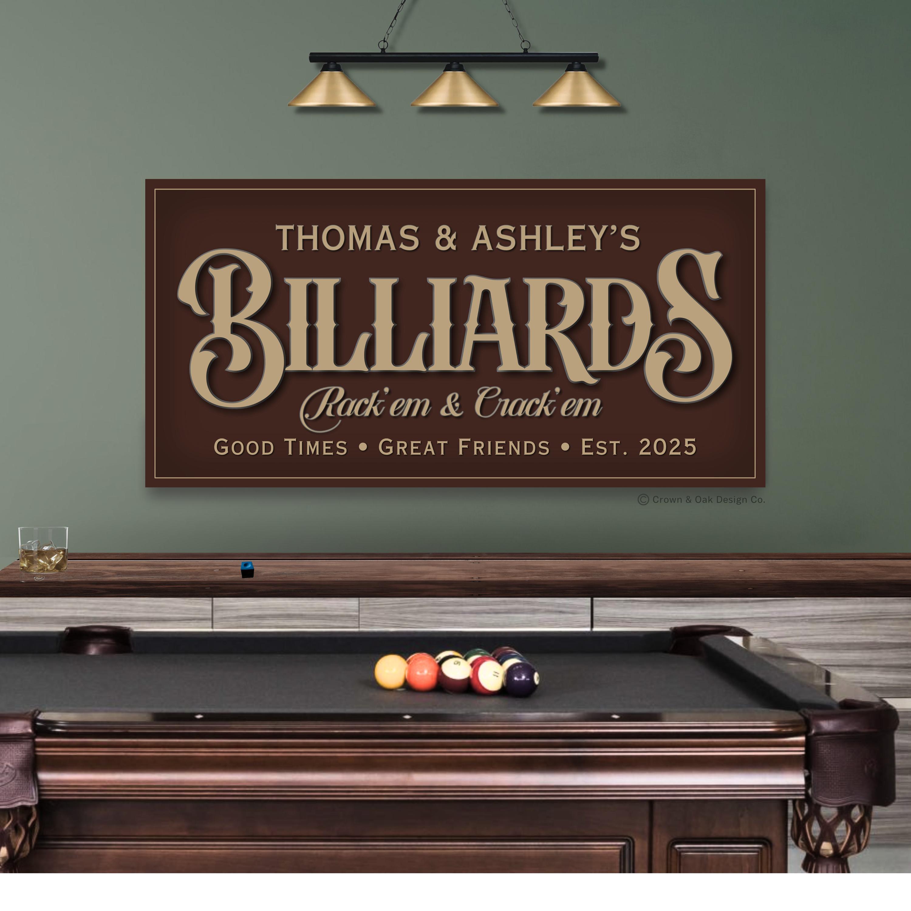 Billiards Sign, Personalized Pool Hall Wall Decor, Game Room Signs, Man ...