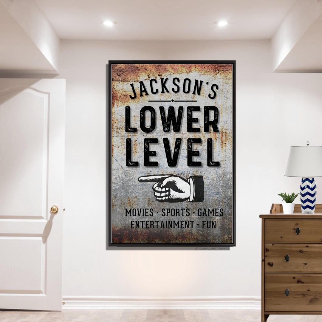 Lower Level Sign, Basement Signs, Rustic Game Room Wall Decor - Etsy