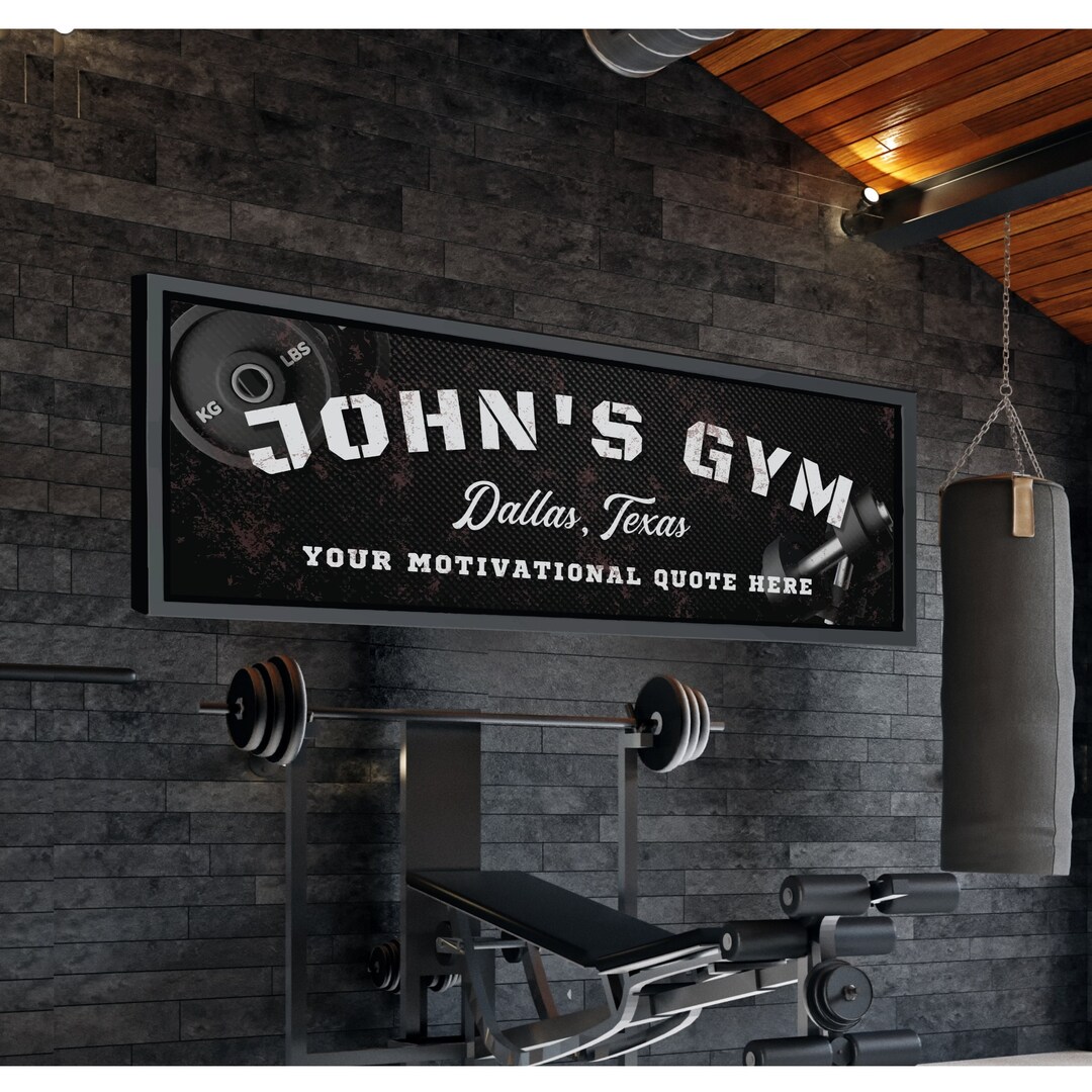 Personalized Home Gym Sign, Workout Room Wall Decor, Motivational ...