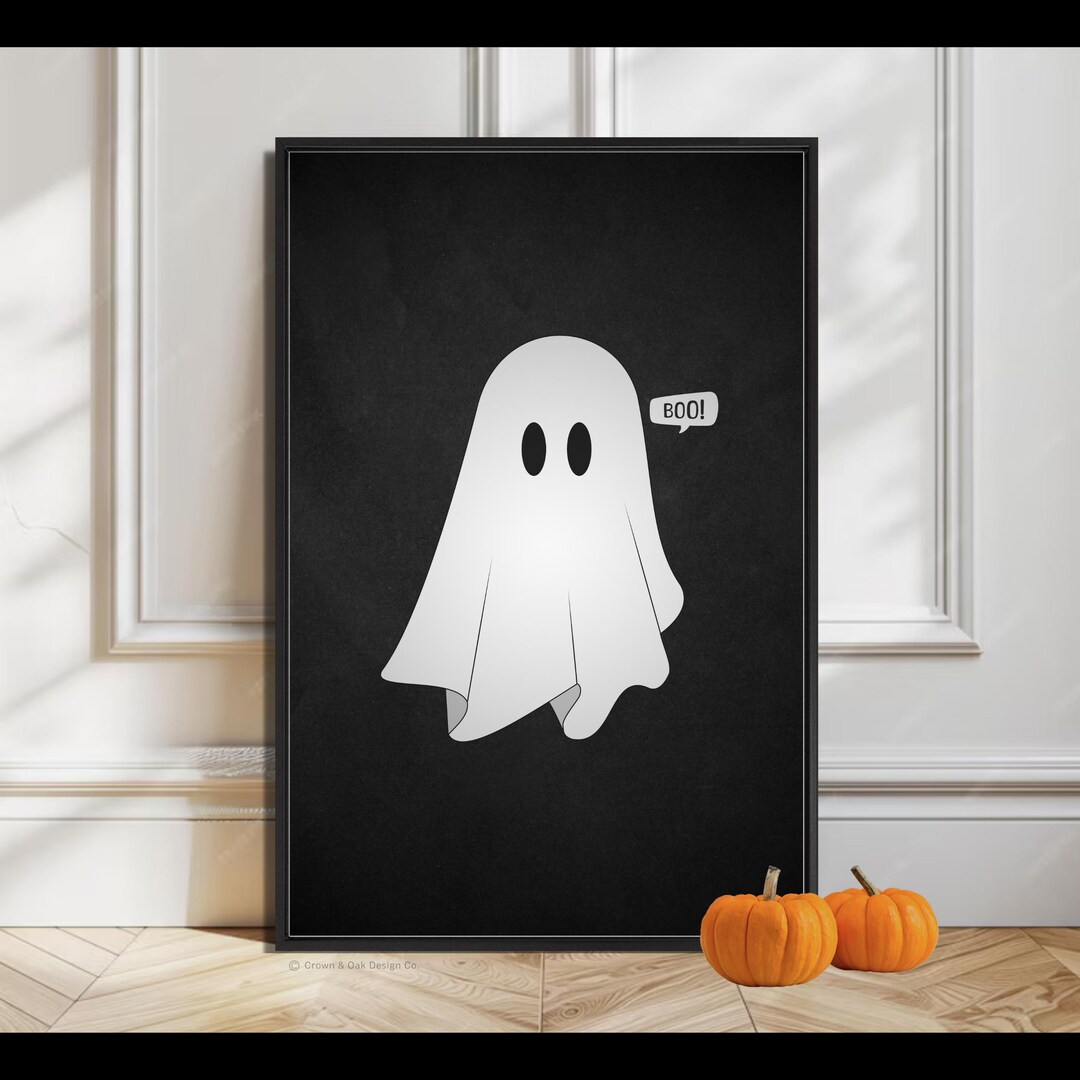 Ghost Wall Decor Minimalist Simple Ghost Sign Black and White Ghost ...
