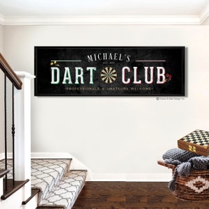 Dart Club Sign Personalized Darts Canvas Print Man Cave Signs Game Room ...