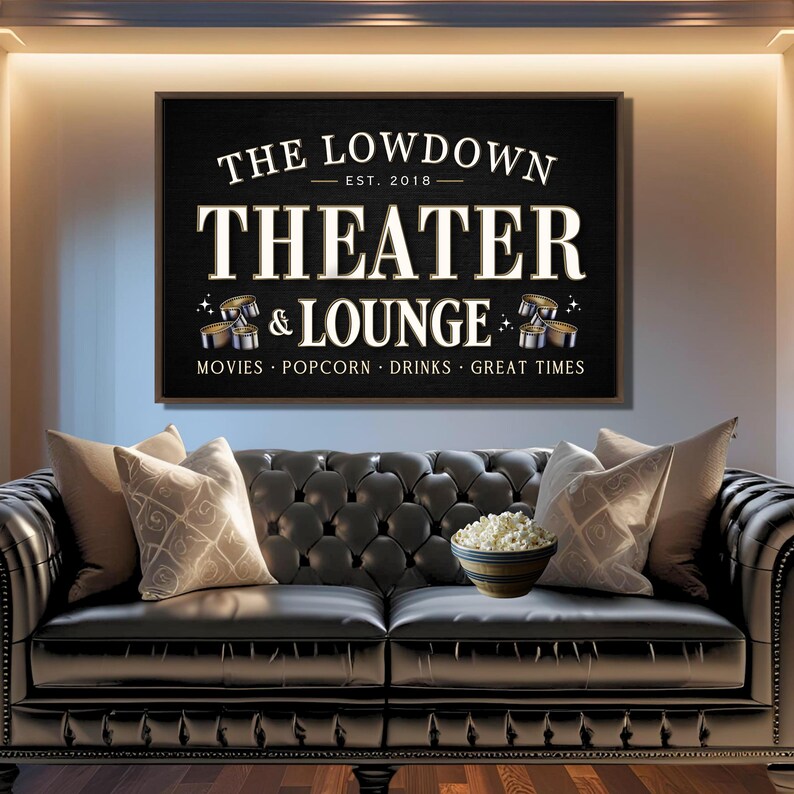 Theater Room Sign, Personalized Theater & Lounge Wall Decor, Custom ...