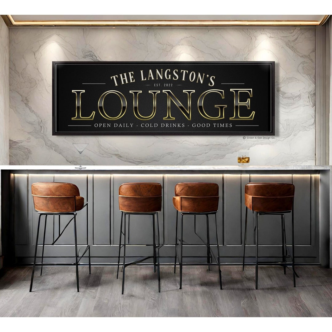 Personalized Home Bar Sign: Modern Lounge Wall Decor - Etsy
