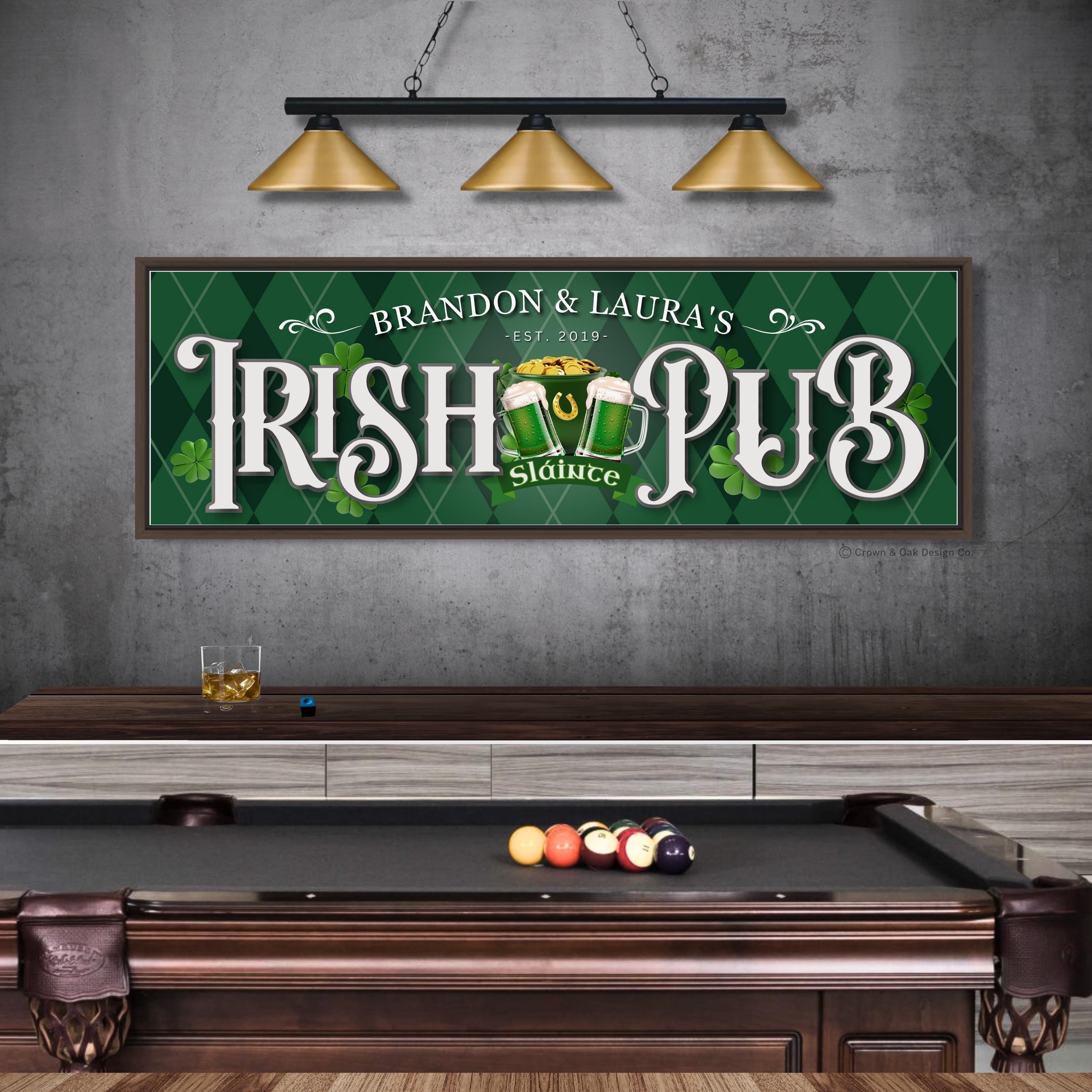 Irish Bar Sign, St. Patricks Day Decor, Shamrock Wall Art, Personalized ...