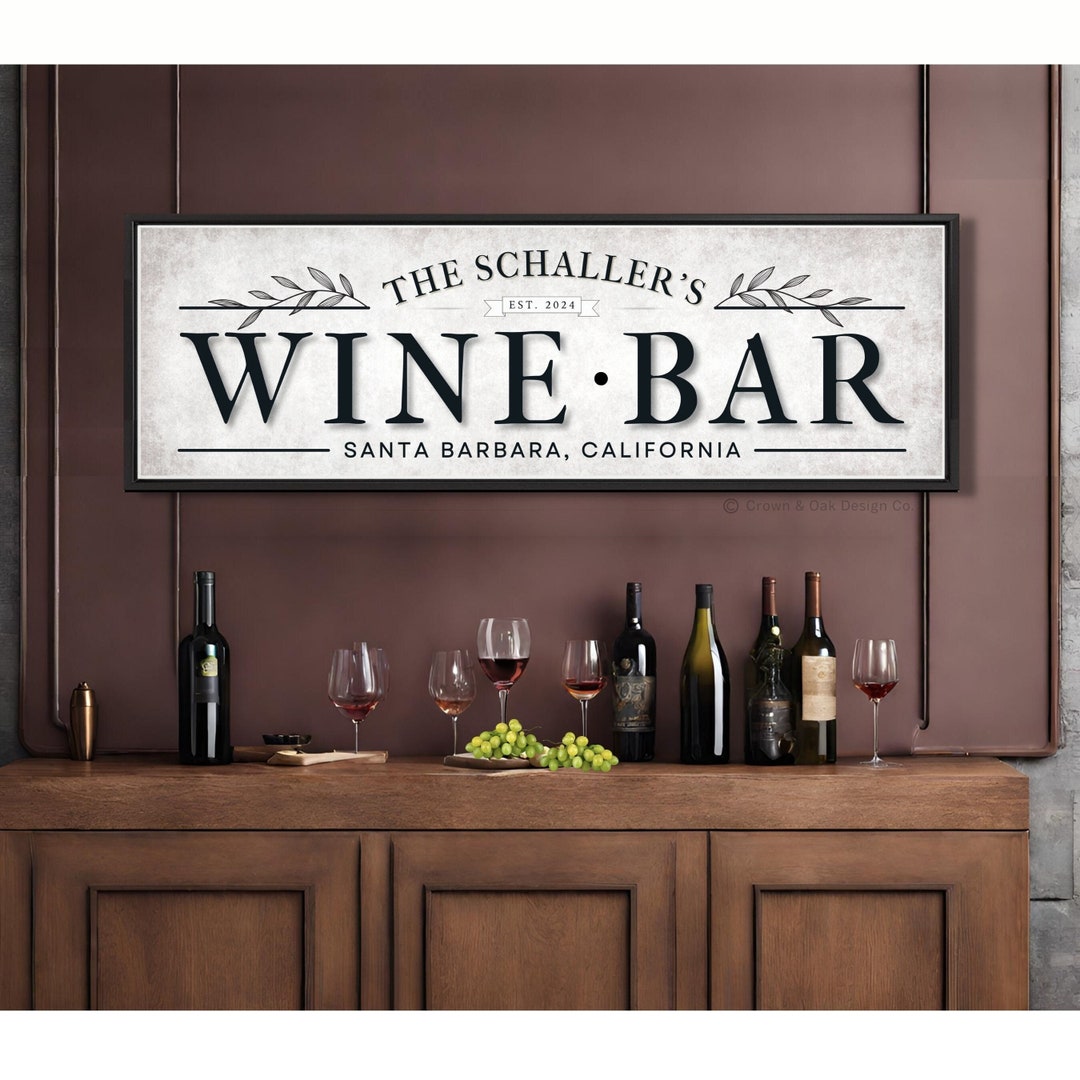 Wine Bar Sign Wine Cellar Wall Decor Home Bar Cart Personalized Bar ...
