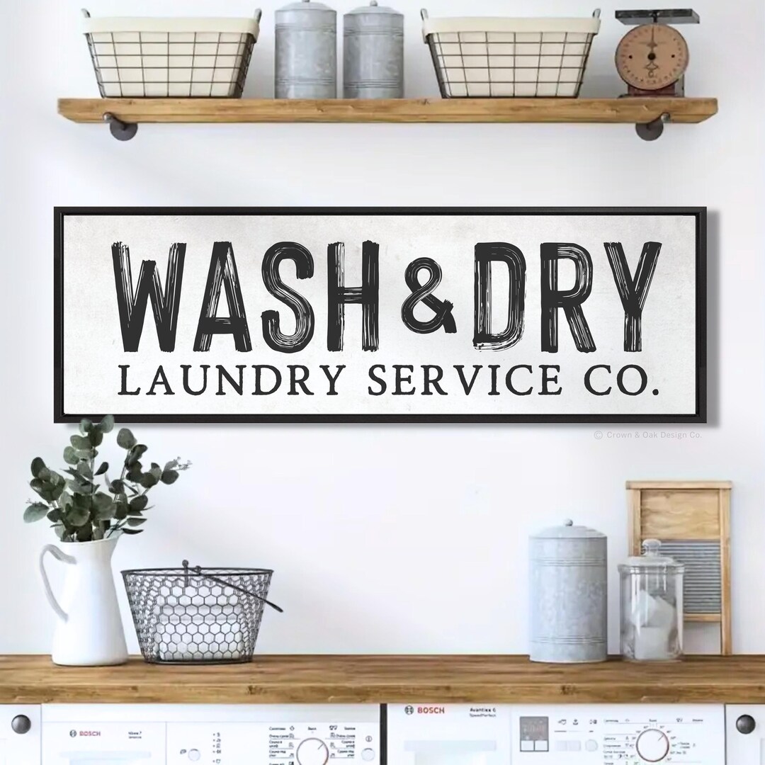 Wash and Dry Sign for Laundry Room Modern Farmhouse Laundry Sign Large ...