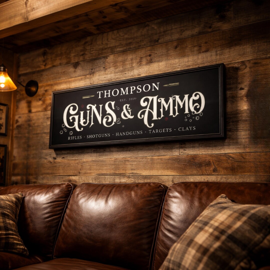 Personalized Gun Sign, Custom Hunting Wall Decor, Rustic Firearm Signs ...