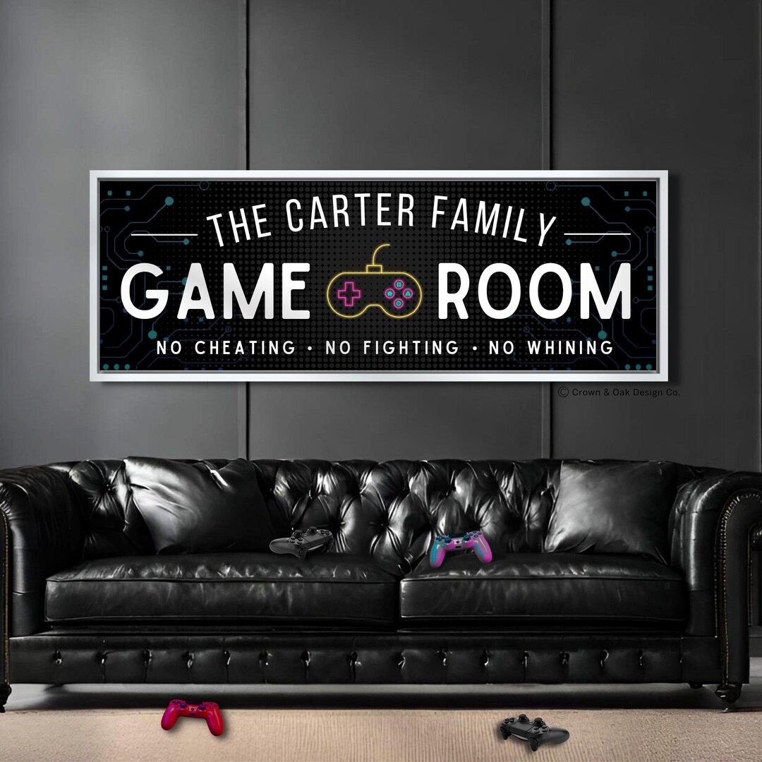 Game Room Sign for Gamers Retro Video Game Wall Decor Family Media Room ...