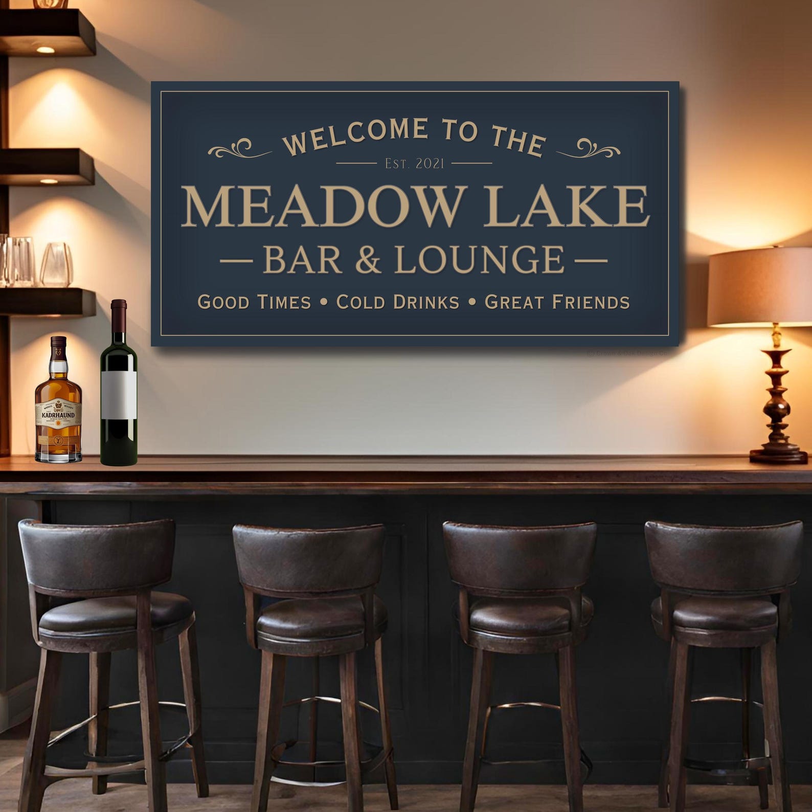 Home Bar Sign, Personalized Bar & Lounge Wall Decor, Lower Level Signs ...