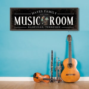 Personalized Music Room Sign Rustic Music Studio Signs Gramophone ...