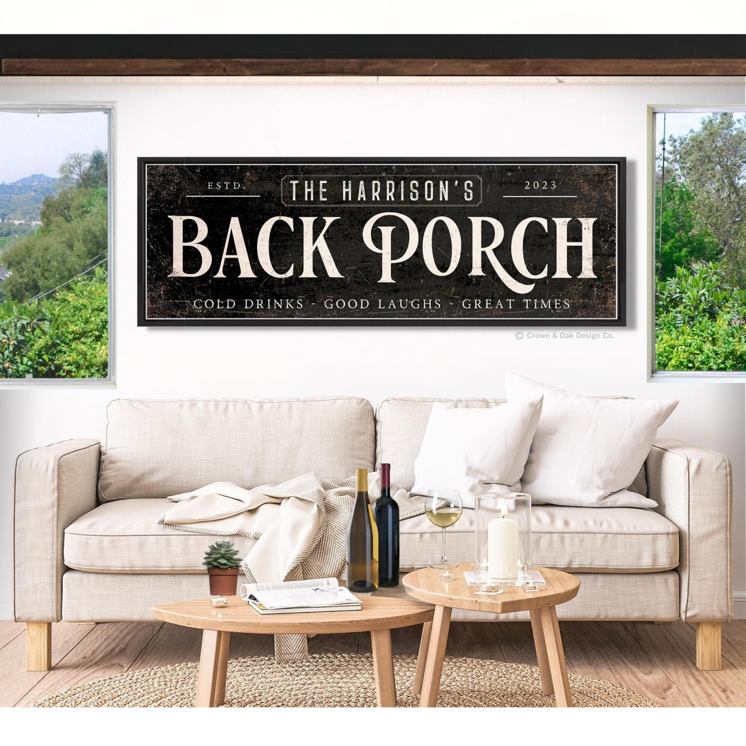 Back Porch Sign for Patio Deck Personalized Backyard Family Name Sign ...
