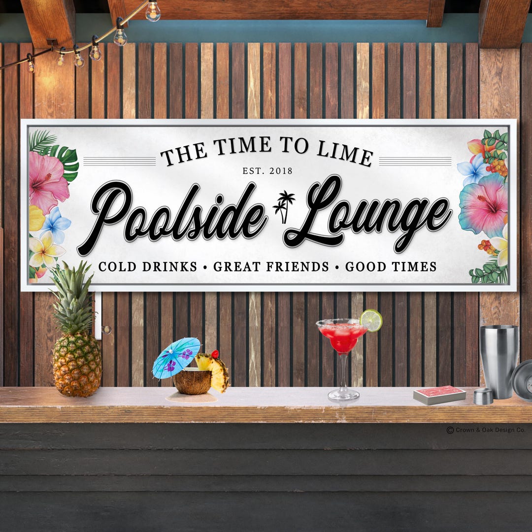 Personalized Pool Sign Poolside Bar & Lounge Sign Pool Last Name Wall ...