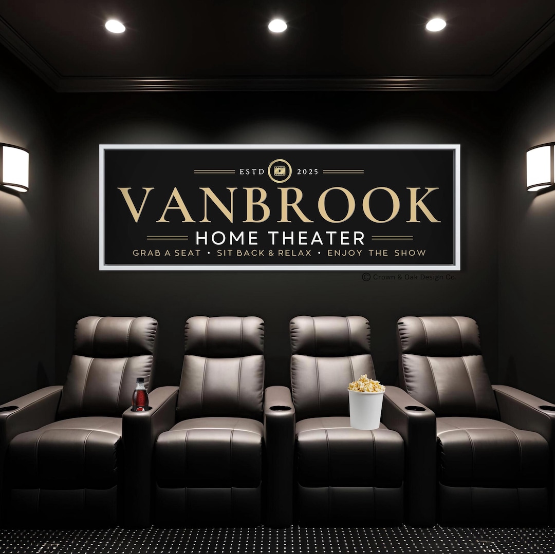 Home Theater Sign Personalized Family Theater Room Wall Decor Movie ...