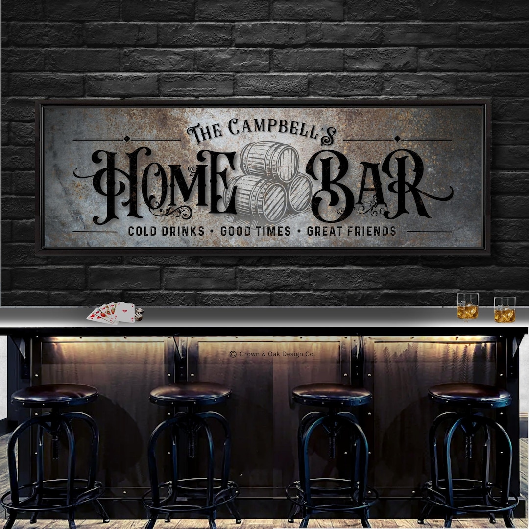 Rustic Bar Sign for Home Bar Decor Basement Lounge Sign - Etsy
