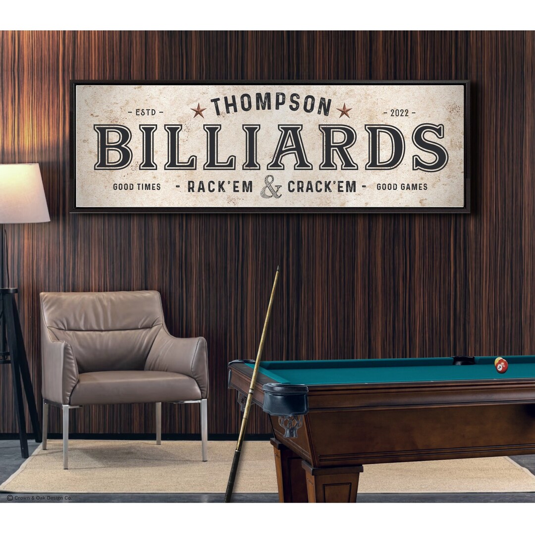 Personalized Billiards Sign for Pool Room Billiards Room Wall Decor ...