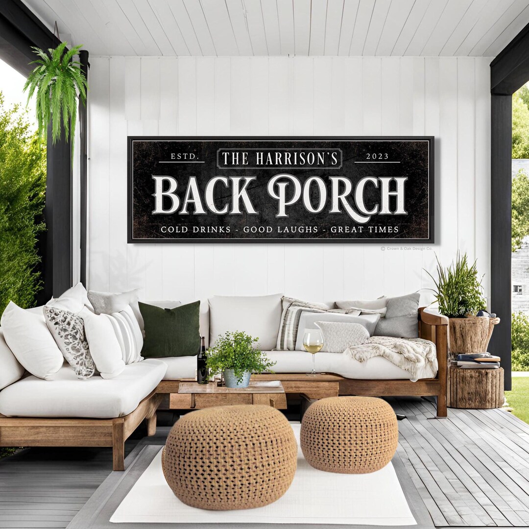 Personalized Back Porch Sign, Family Name Patio Decor - Etsy