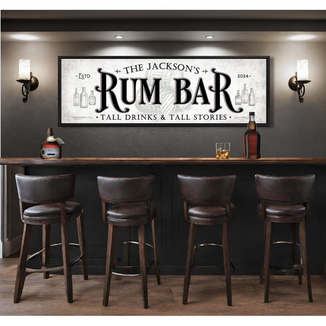 Personalized Rum Bar Sign, Rustic Home Pub Wall Art - Etsy