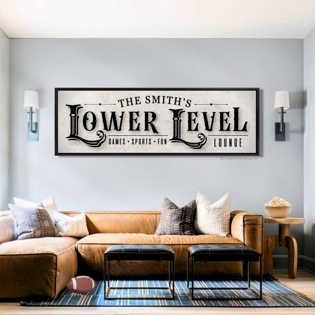 Lower Level Sign Family Game Room Sign for Basement Bar and Lounge ...