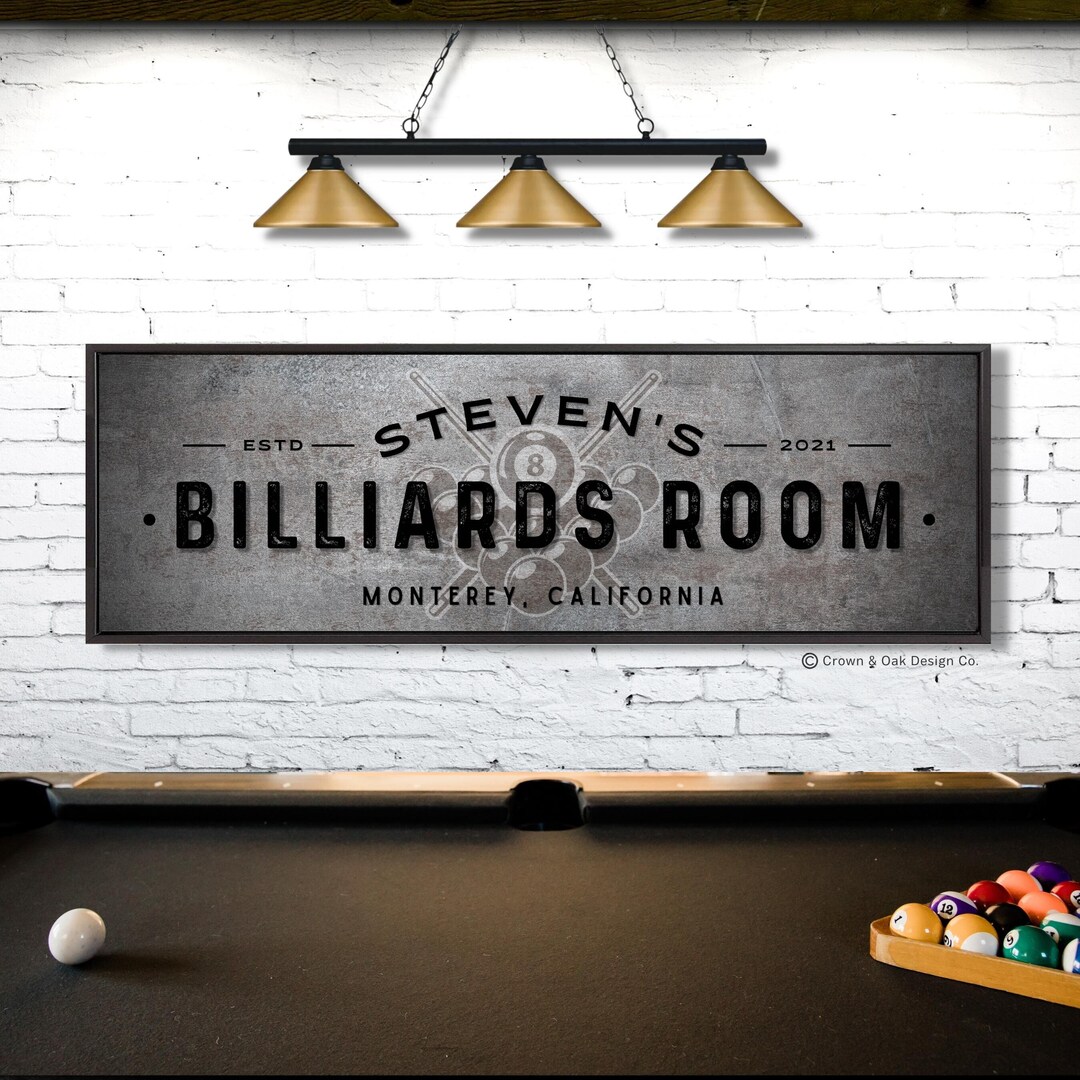 Billiards Room Sign Personalized Pool Room Sign Billiards Name Sign ...