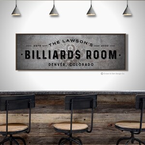 Billiards Room Sign Personalized Pool Room Wall Decor Billiards Name ...